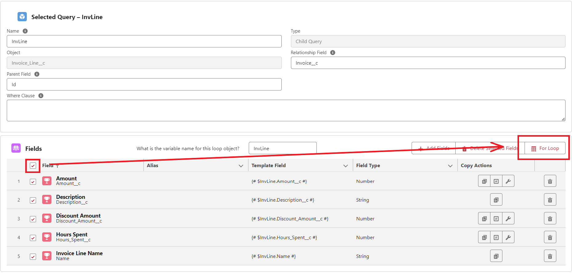 Copying Fields into a FOR Loop
